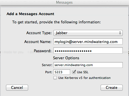 Set up Messages app w/Jabber Openfire Server